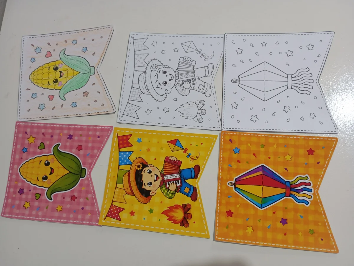 🎉🌽 Bandeirinhas Juninas Coloridas + Para Colorir🌽🎉 | Datas ...